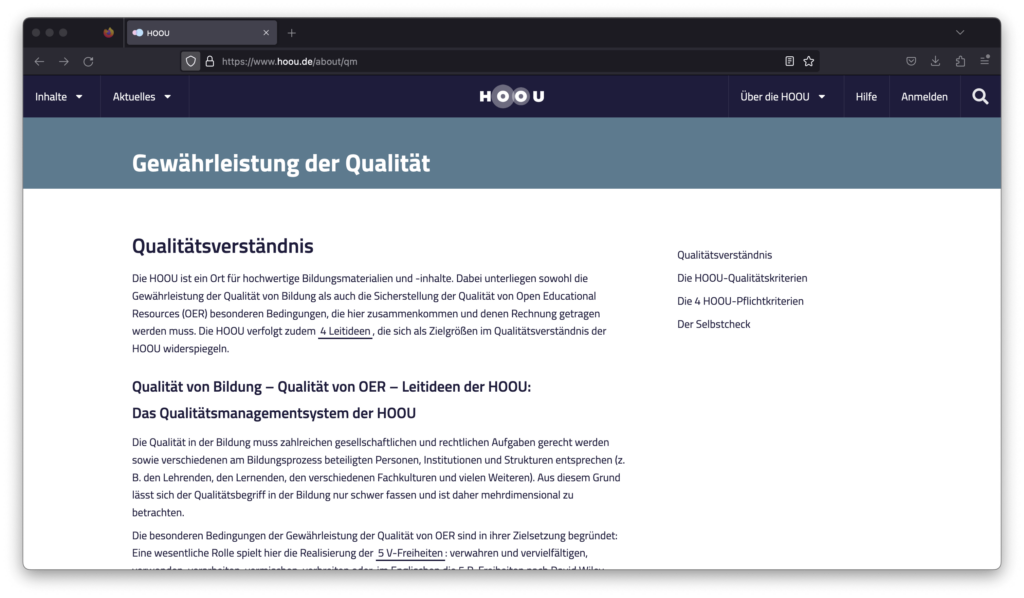 Quality at the Hamburg Open Online University: Quality understanding ...