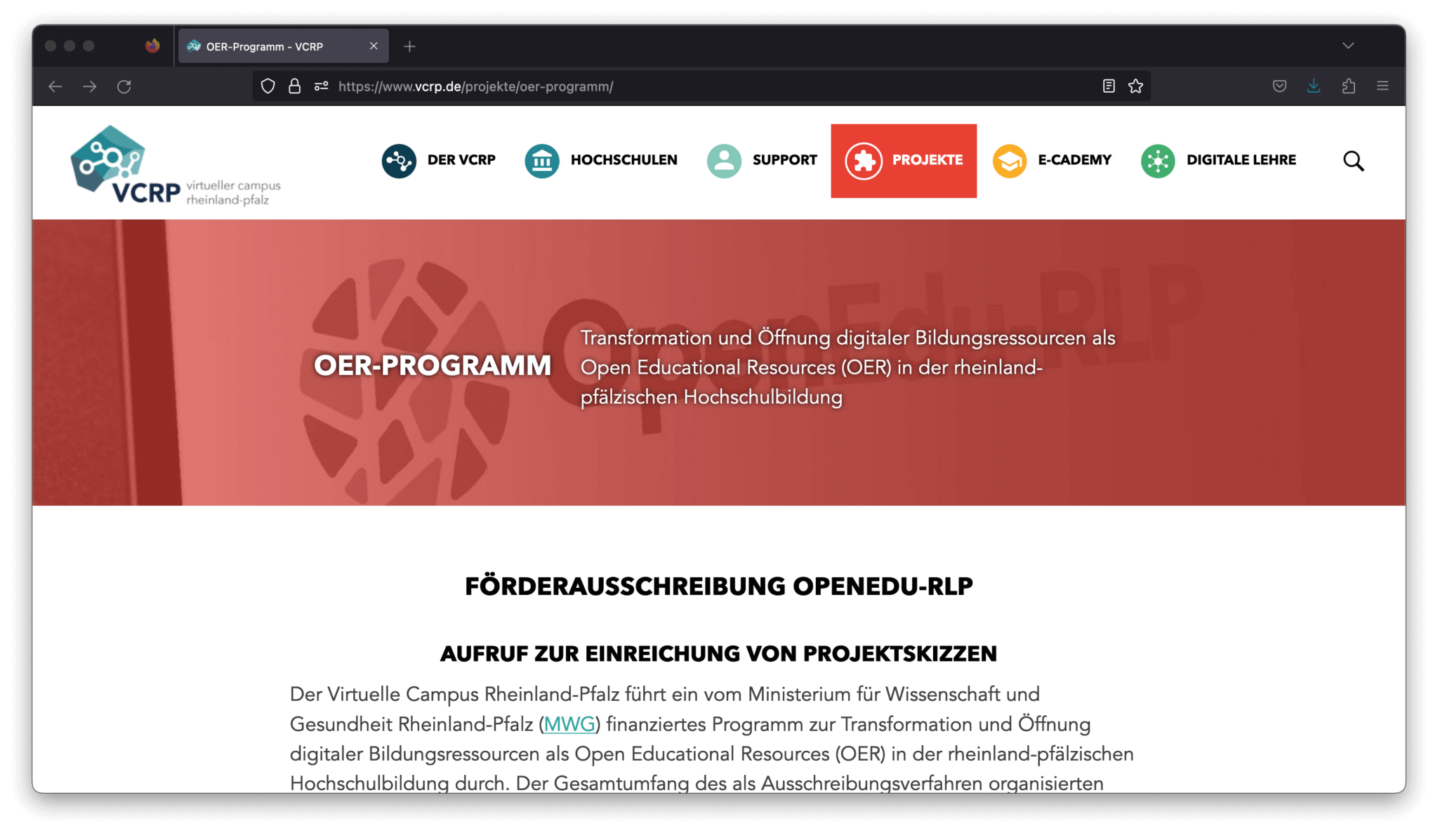 OER Platform of the VCRP – KNOER